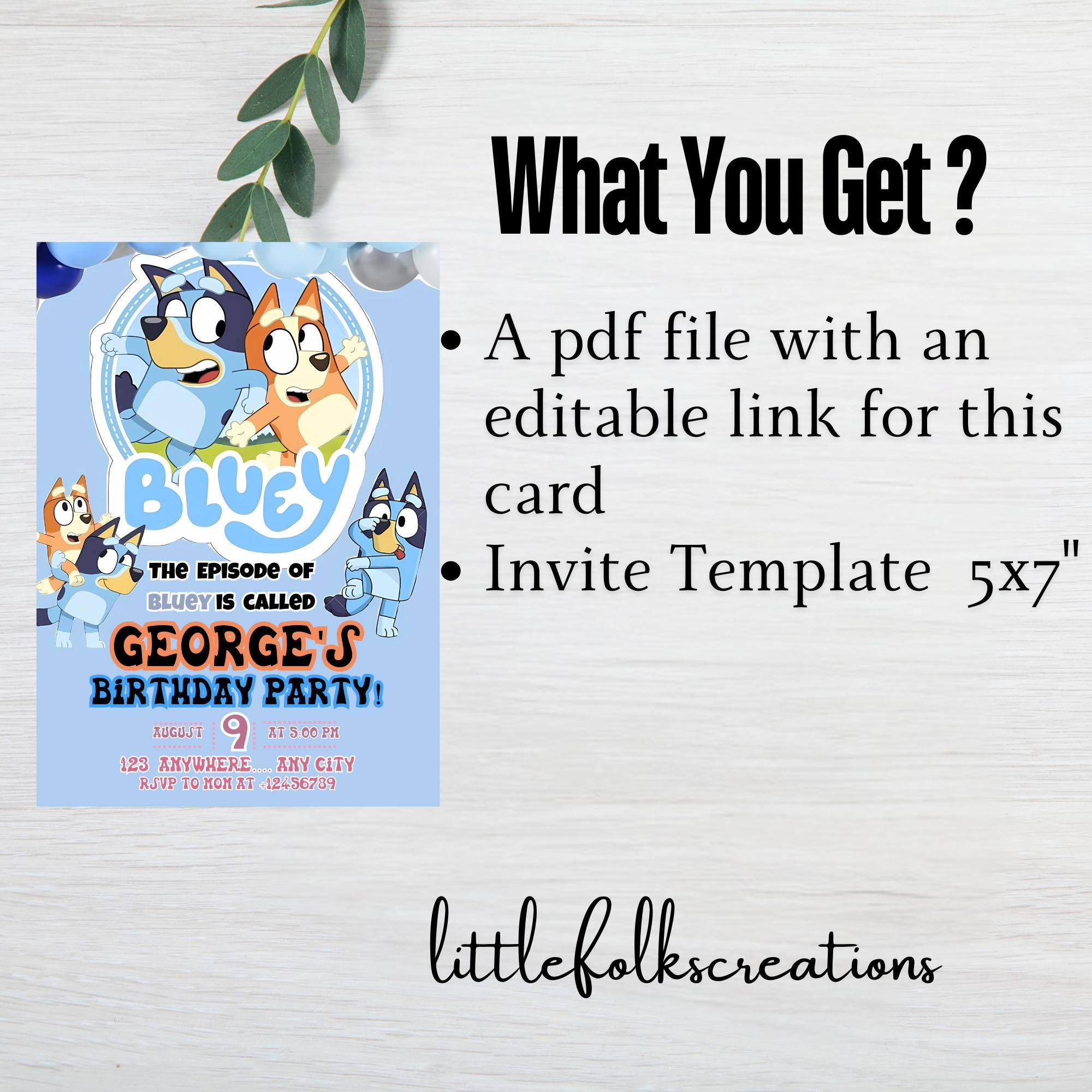 Bluey Invitation, Bluey Birthday Invitation, EDITABLE Bluey Invitation ...