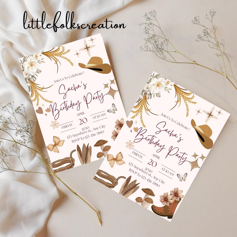 Editable First Rodeo Birthday Invitation Template, Rodeo 1st Birthday ...