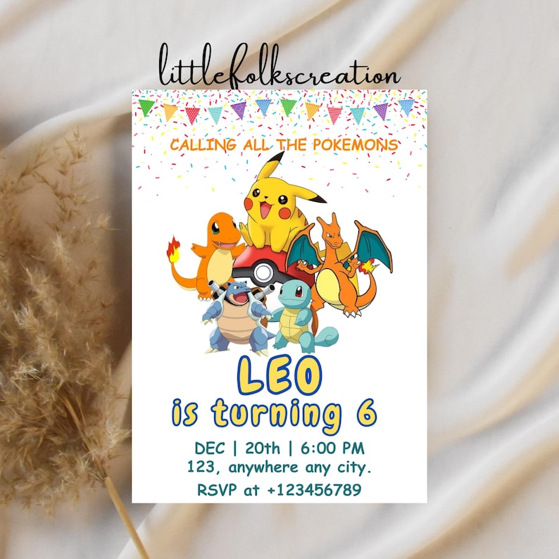 Editable Pokemon Birthday Invitation | Pokemon Pikachu Birthday Party ...