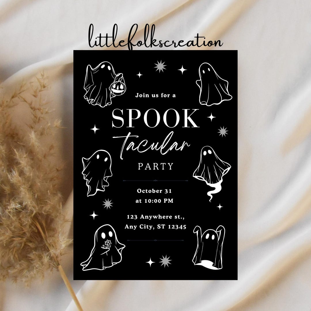 Editable Halloween Birthday Invite, Halloween Ghost Invitation Template ...