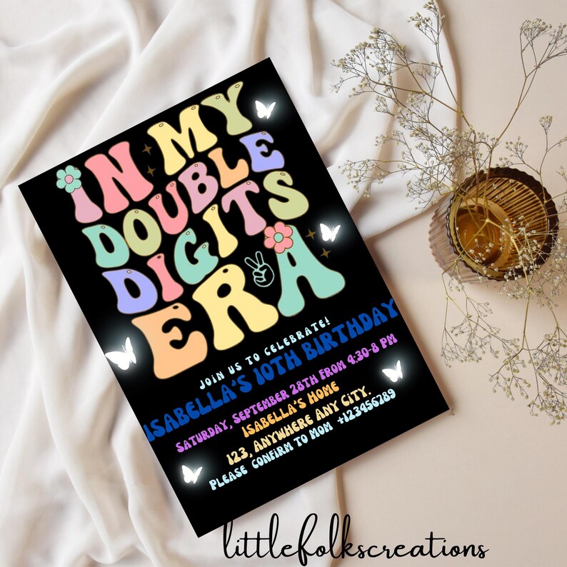 Editable in My Double Digits Era, Eras Party Decorations, Eras Tour ...