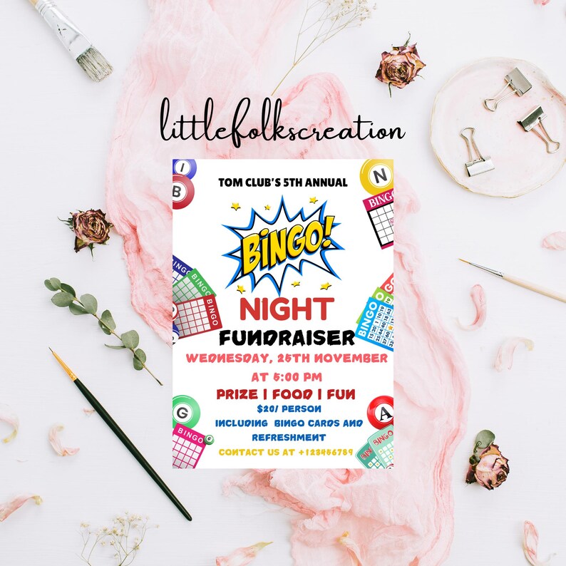 Editable Bingo Night Fundraiser Flyer Invitation Template Instant ...