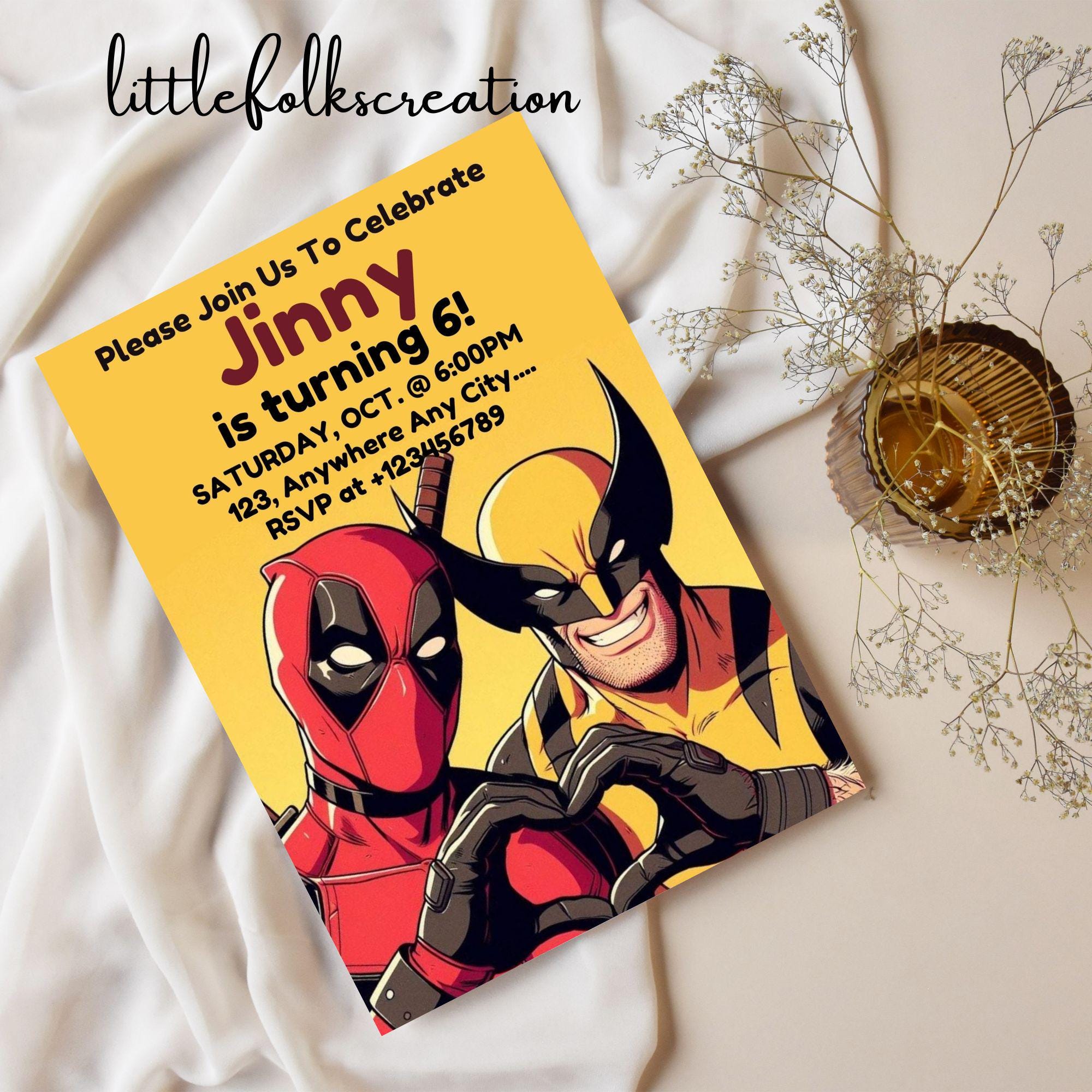 Deadpool & Wolverine Birthday Invitation: Superhero Party (digital ...