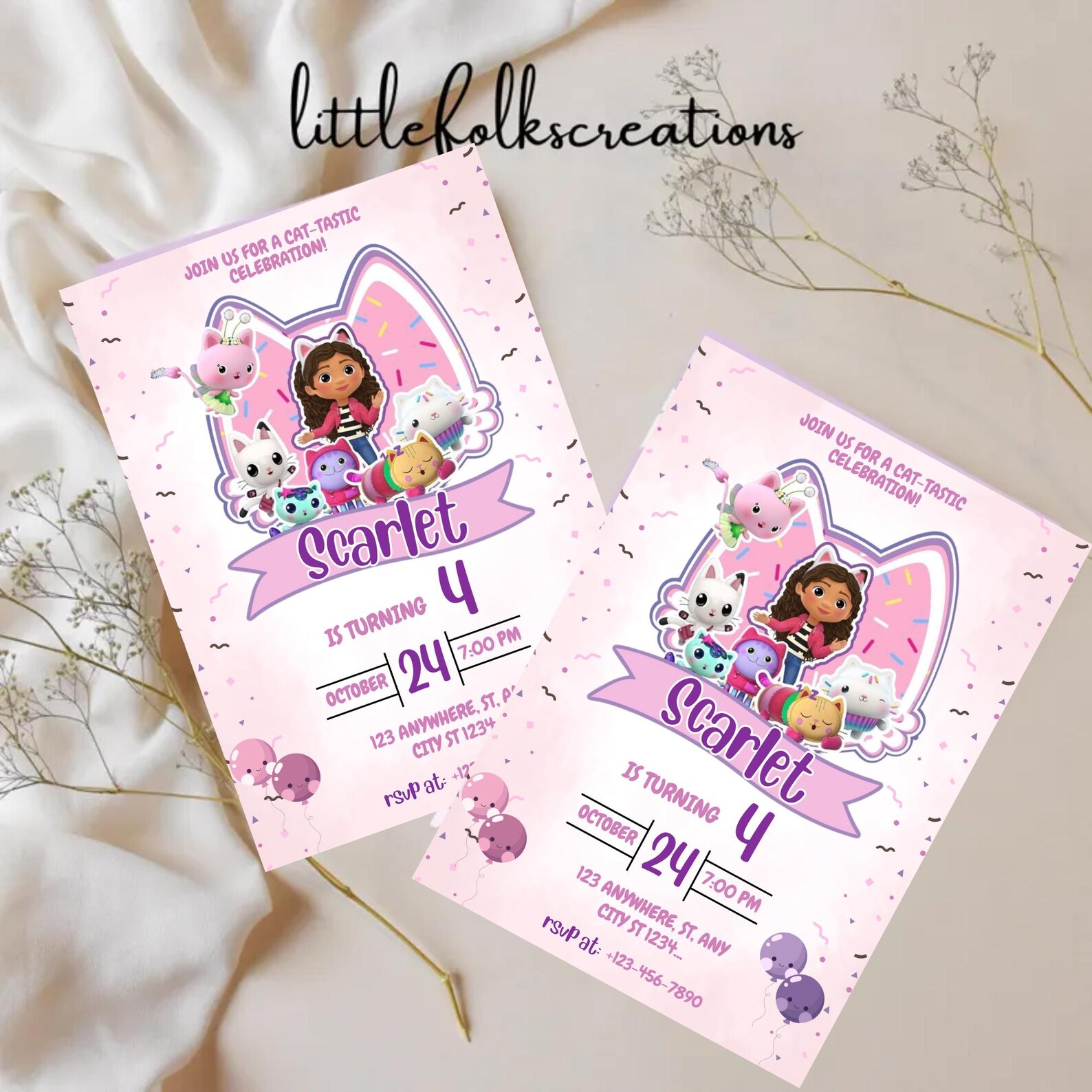 Editable Gabby's Dollhouse Birthday Invitation Template (digital ...
