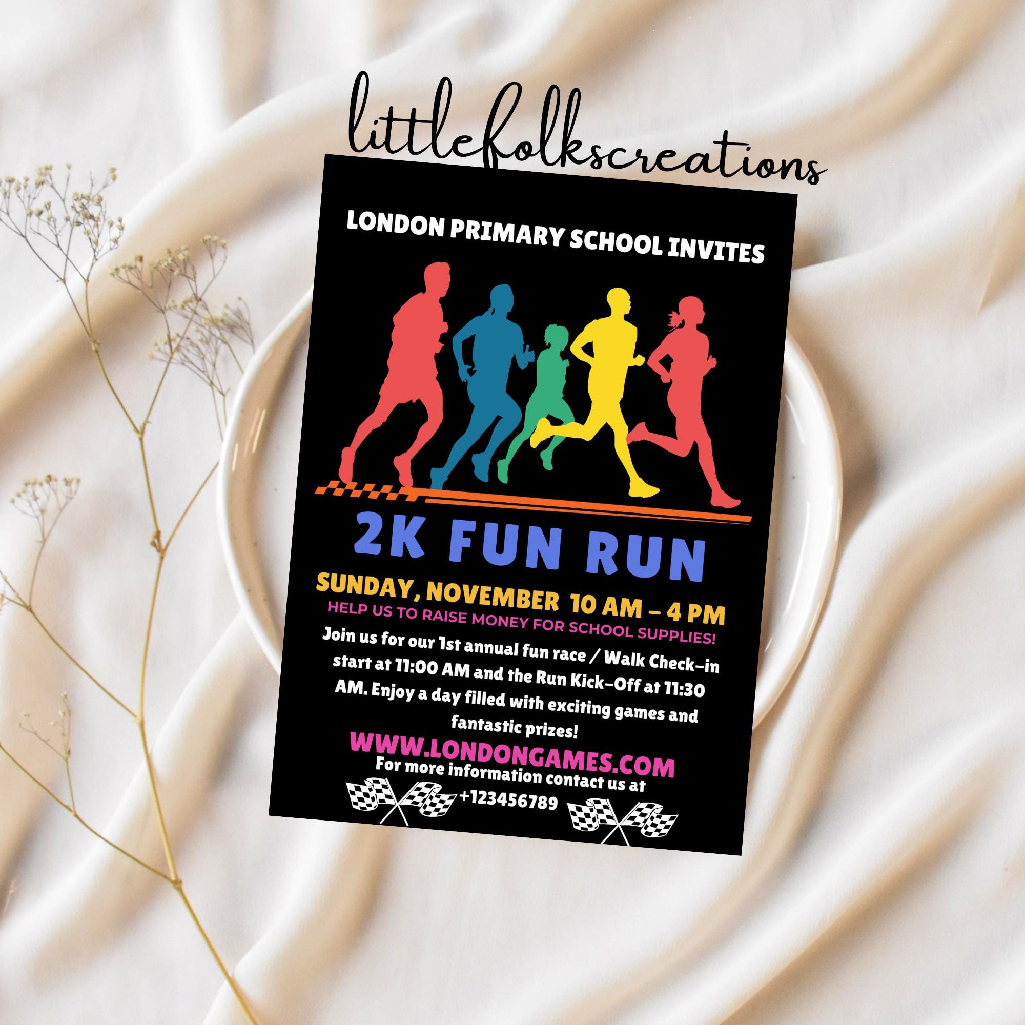 Editable Fun Run Flyer Template School Fundraiser Invite PTA Flyer ...