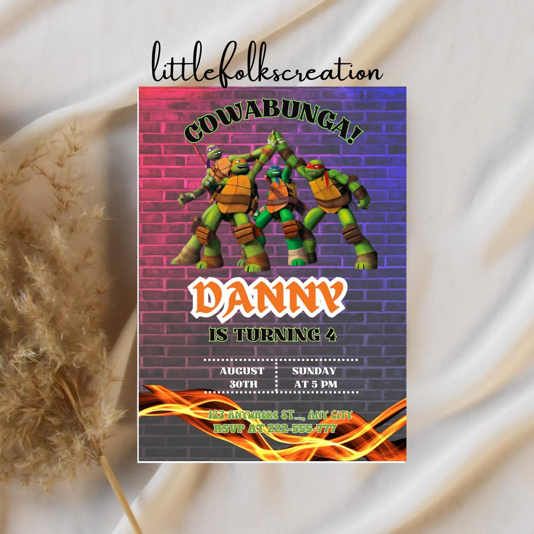 Editable Ninja Turtle Birthday Invitation Template (digital Download ...