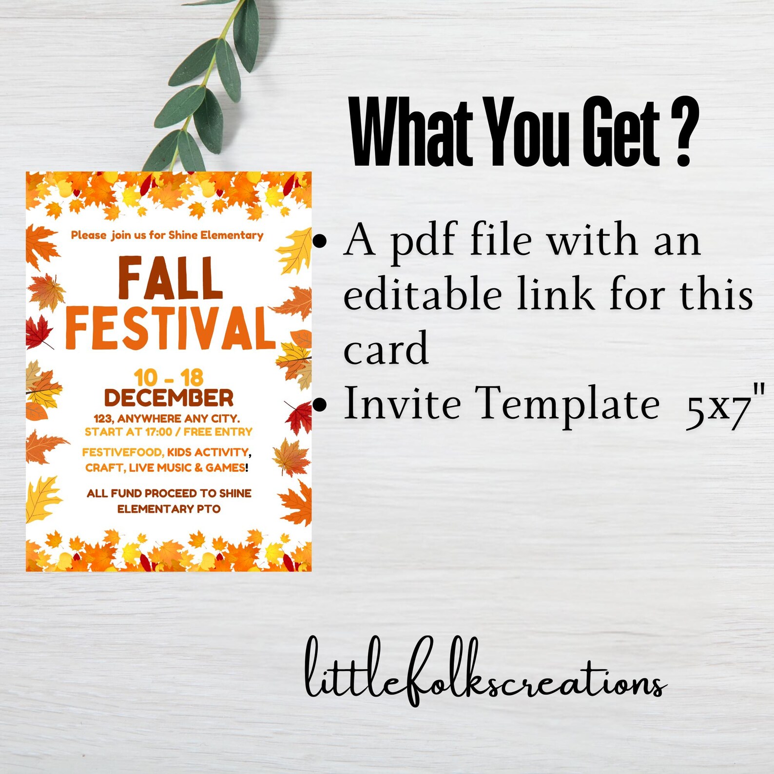 Editable Fall Festival Flyer, DIY Flyer Template Design, Harvest ...
