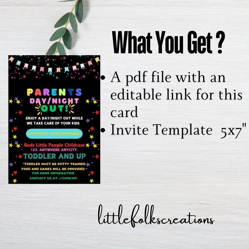Parents Night Out Flyer: Editable School Event Invitation (digital ...