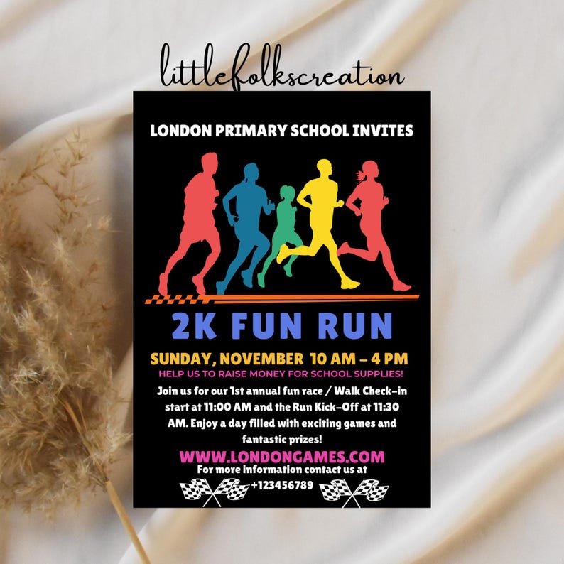 Editable Fun Run Flyer Template School Fundraiser Invite PTA Flyer ...