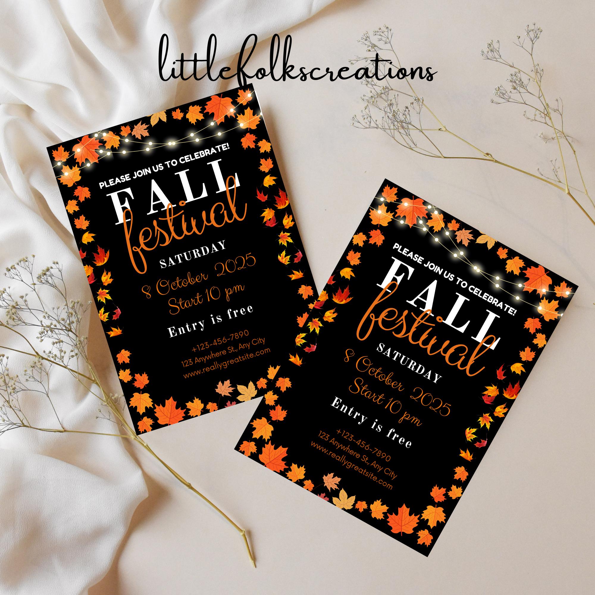 Editable Fall Festival Flyer, DIY Flyer Template Design, Harvest ...