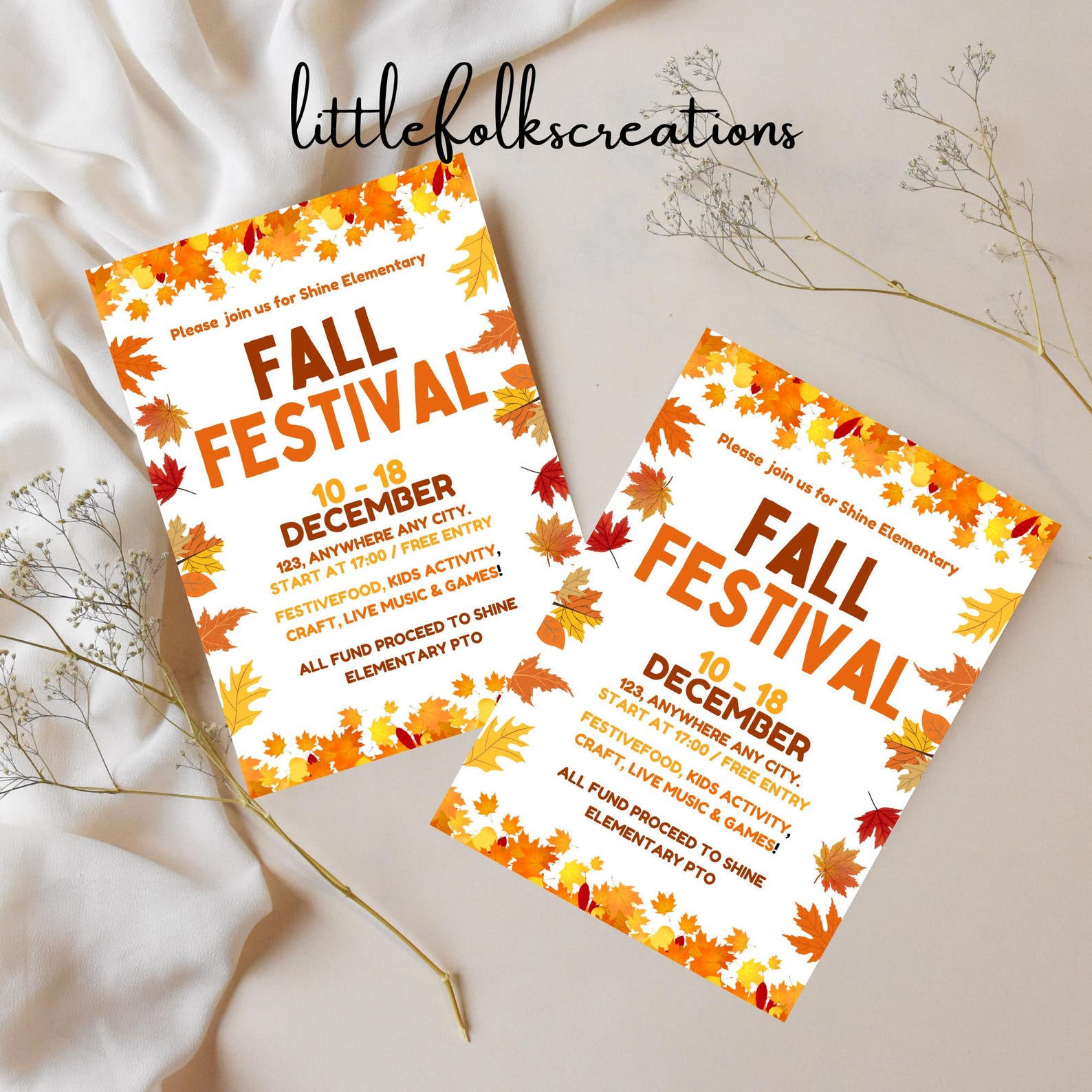 Editable Fall Festival Flyer, DIY Flyer Template Design, Harvest ...