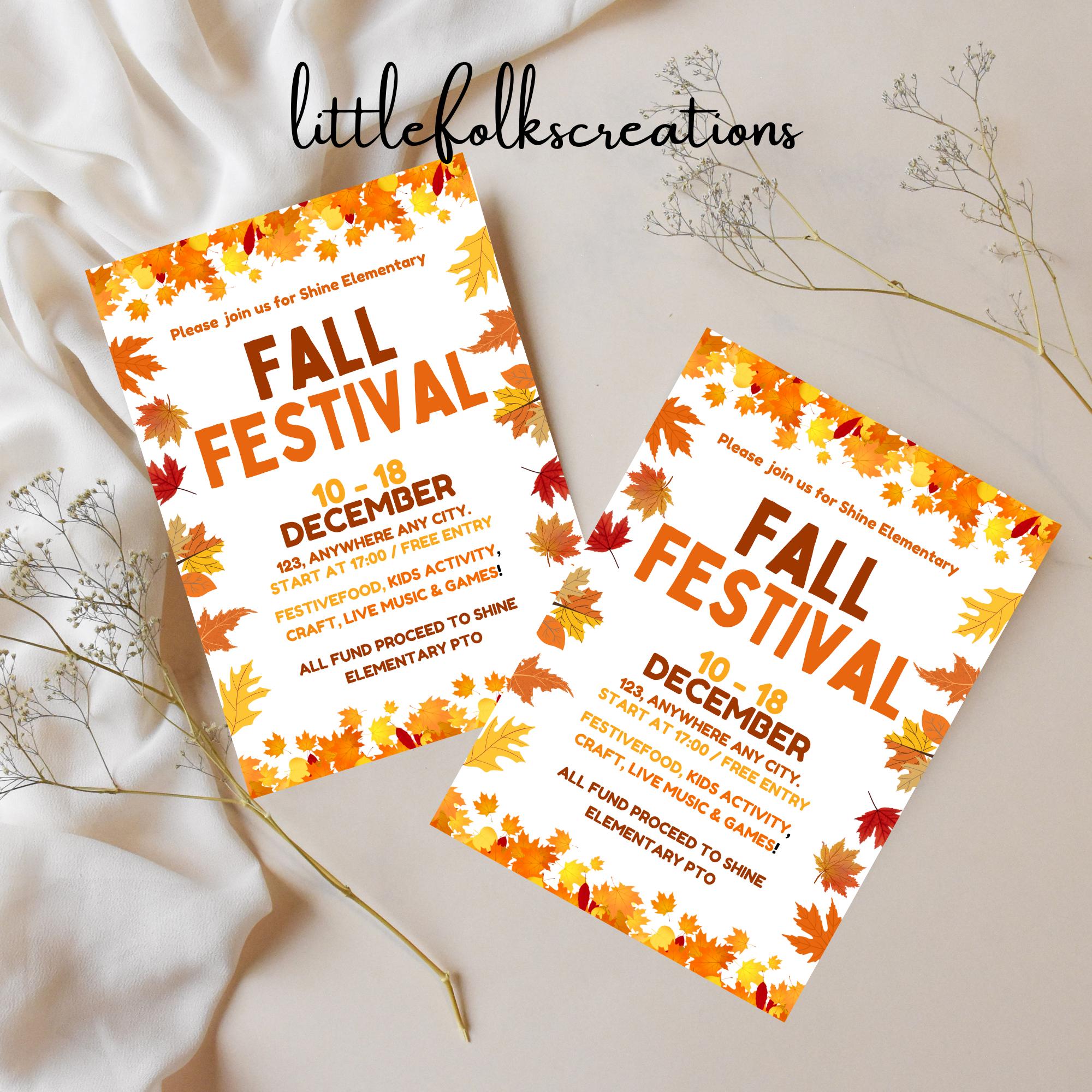 Editable Fall Festival Flyer, DIY Flyer Template Design, Harvest ...