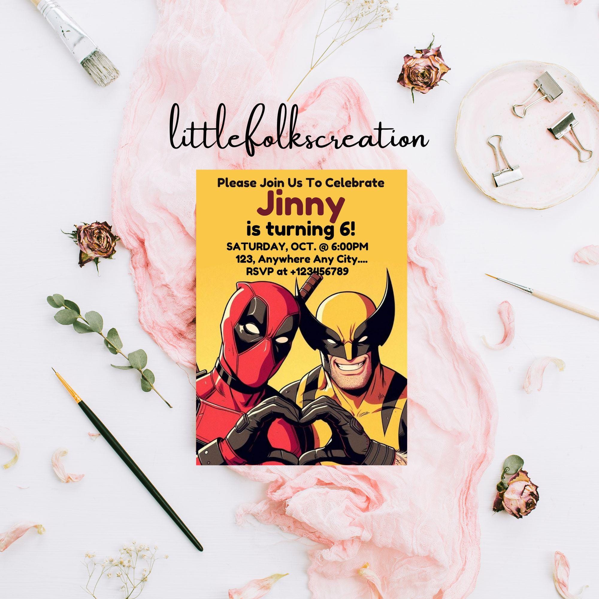 Deadpool & Wolverine Birthday Invitation: Superhero Party (digital ...