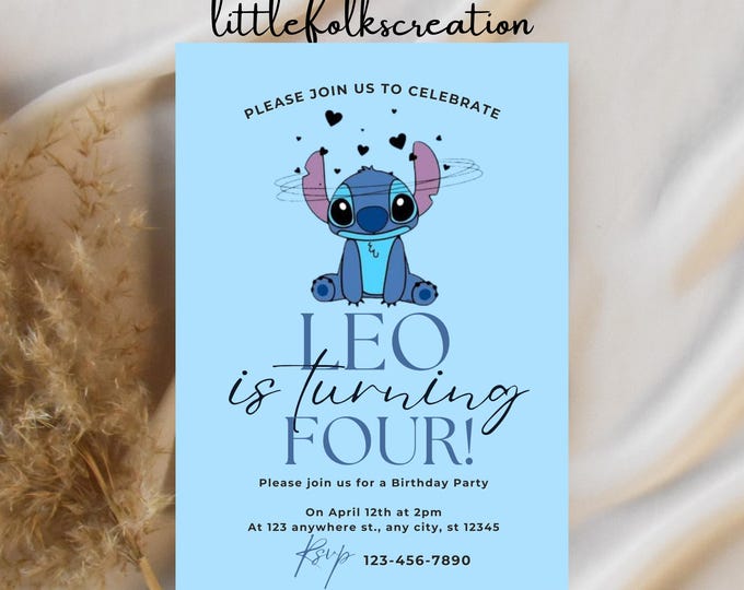 Invito di compleanno di Lilo e Stitch: download immediato - Etsy Italia