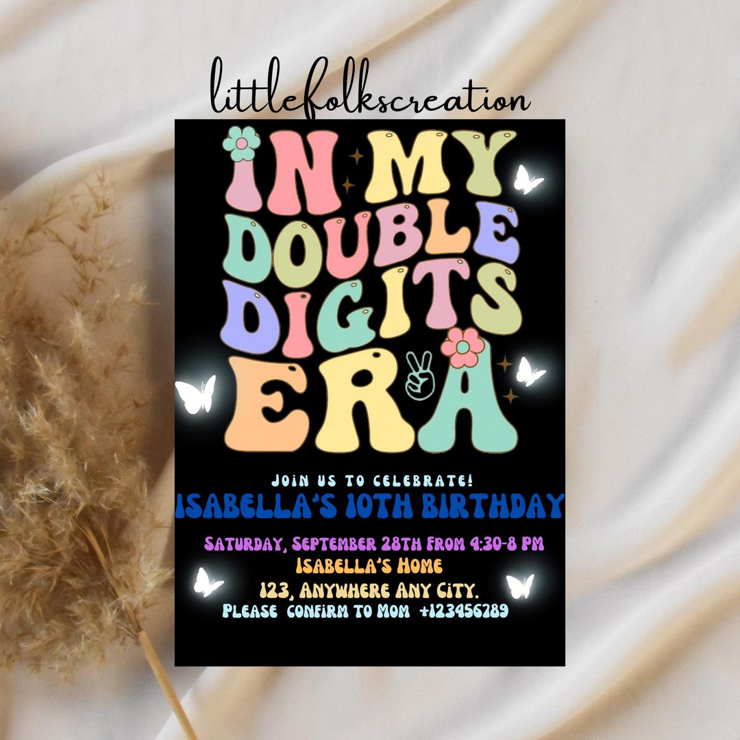 Editable in My Double Digits Era, Eras Party Decorations, Eras Tour ...