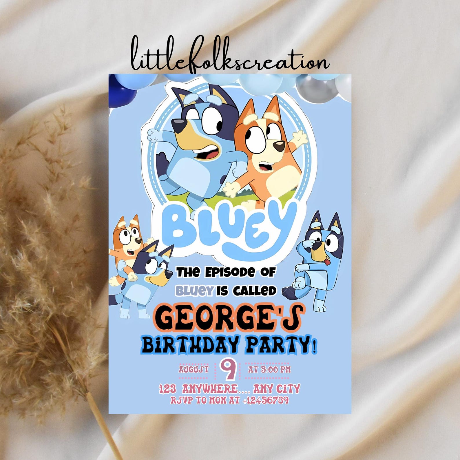 Bluey Invitation, Bluey Birthday Invitation, EDITABLE Bluey Invitation ...