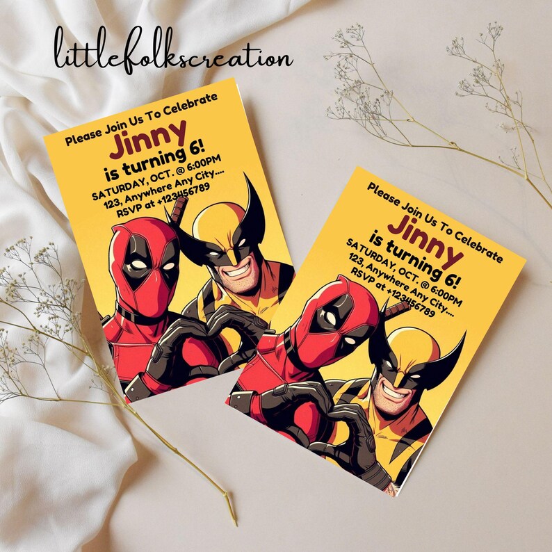Deadpool & Wolverine Birthday Invitation: Superhero Party (digital ...