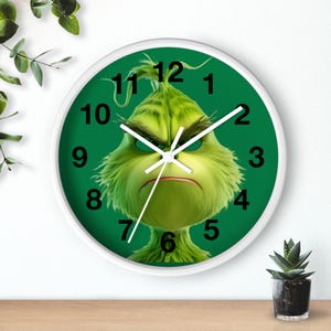 Grinch Christmas Wall Clock Fun Grinch Clock Holiday Gift for Grinch ...