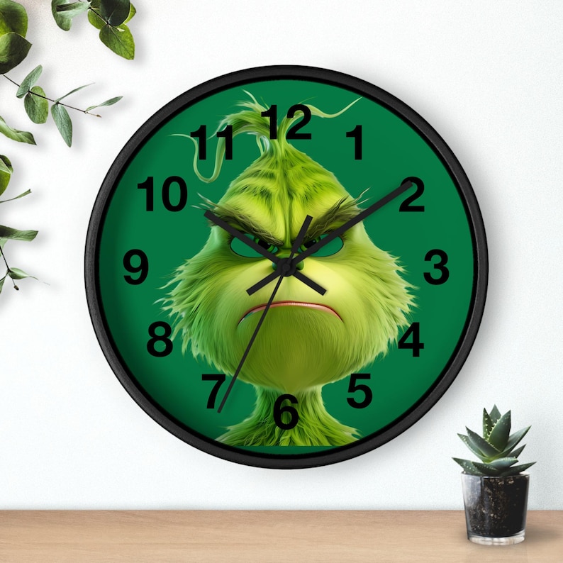 Grinch Christmas Wall Clock Fun Grinch Clock Holiday Gift for Grinch ...