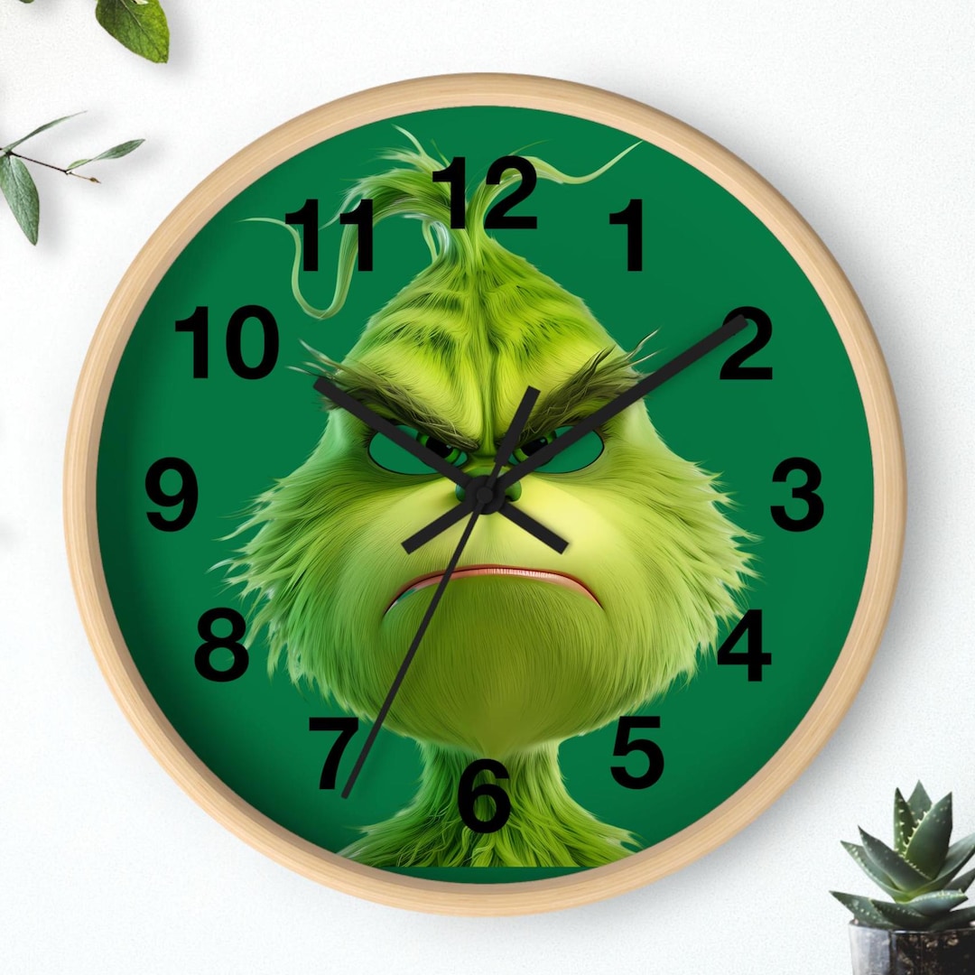 Grinch Christmas Wall Clock Fun Grinch Clock Holiday Gift for Grinch ...