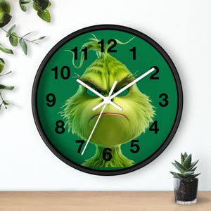 Grinch Christmas Wall Clock Fun Grinch Clock Holiday Gift for Grinch ...