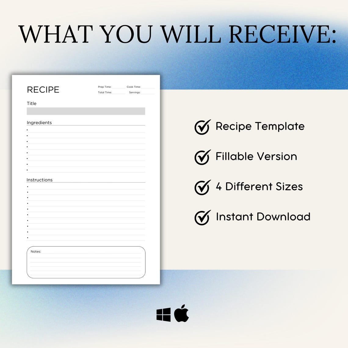 Recipe Template Recipe Card, Recipe Planner A4/a5/letter/half ...