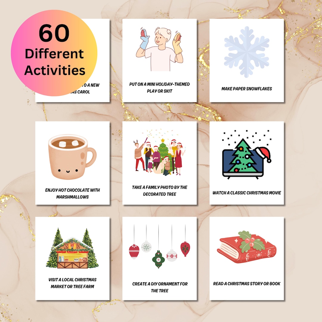 Christmas Advent Calendar Activity Cards Printable, Kids Advent Cards ...