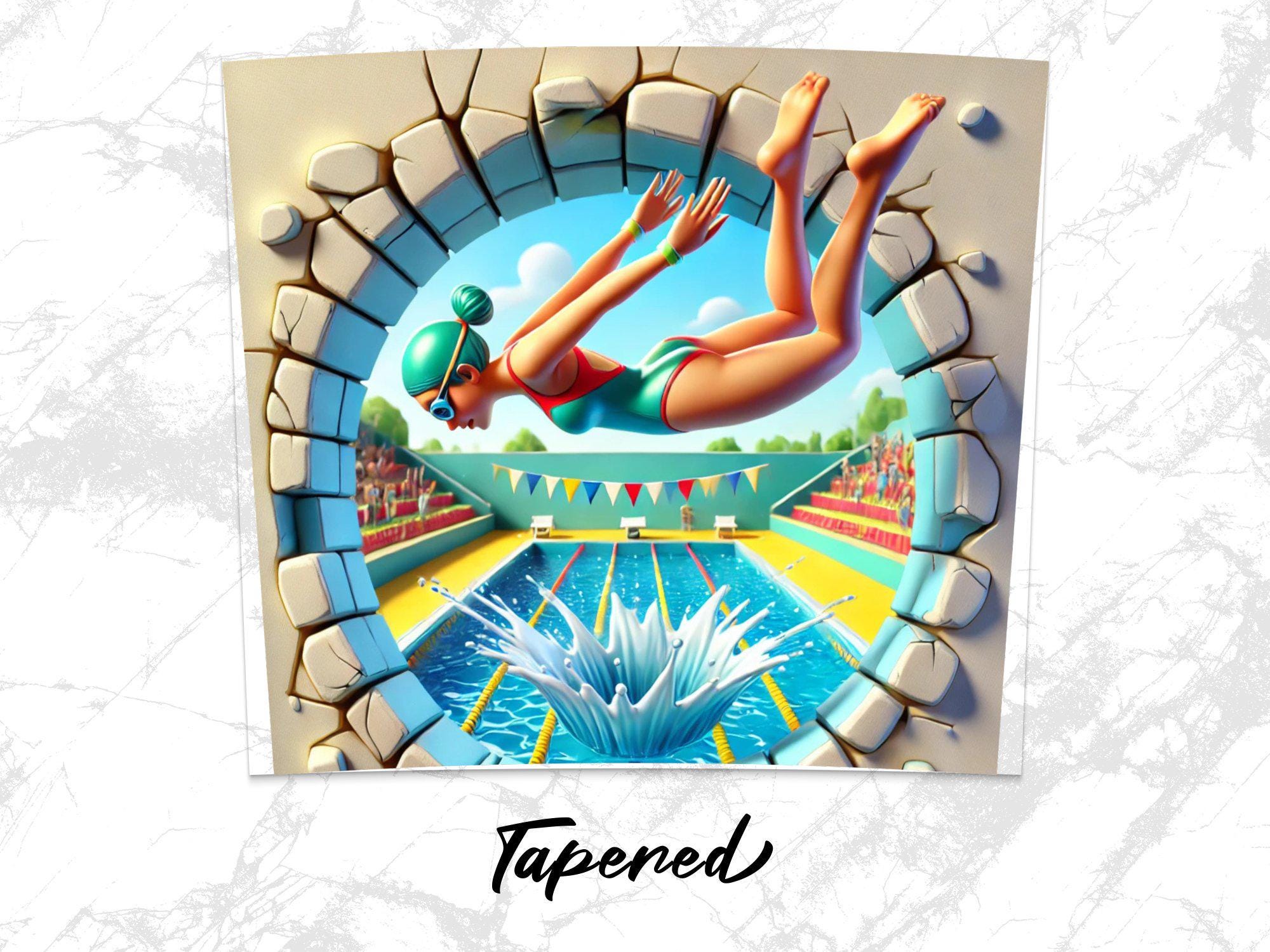 Swimming Pool Girl Tumbler Wrap PNG, Summer Dive Design, Digital ...