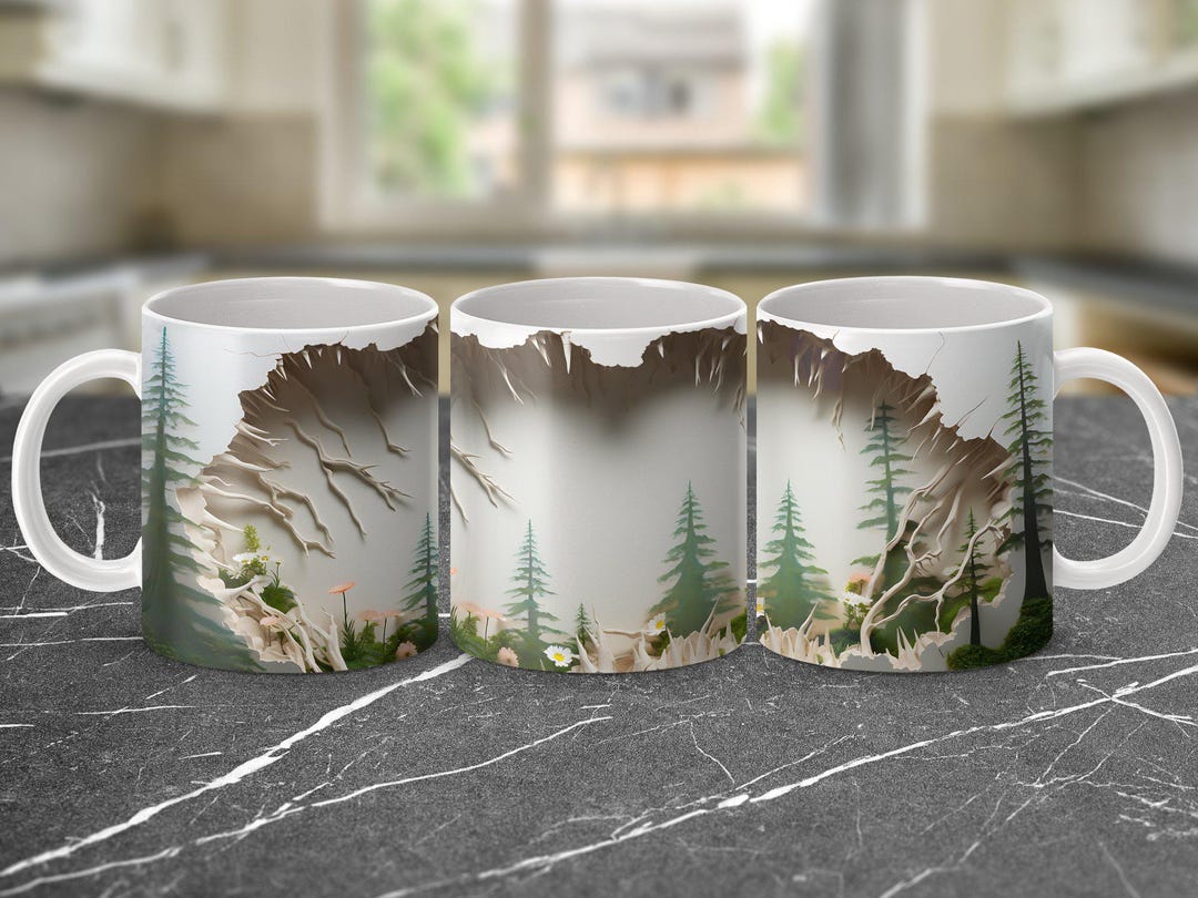 Scenic 3D Mountain Coffee Mug Wrap Digital Download, Nature Mug Wrap ...
