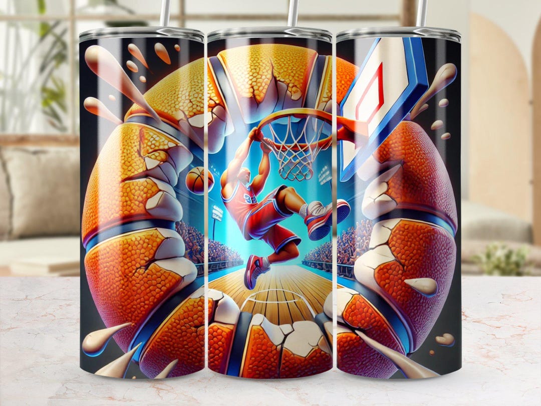 Basketball Slam Dunk Tumbler Wrap, Sports Themed Tumbler Wrap Design ...
