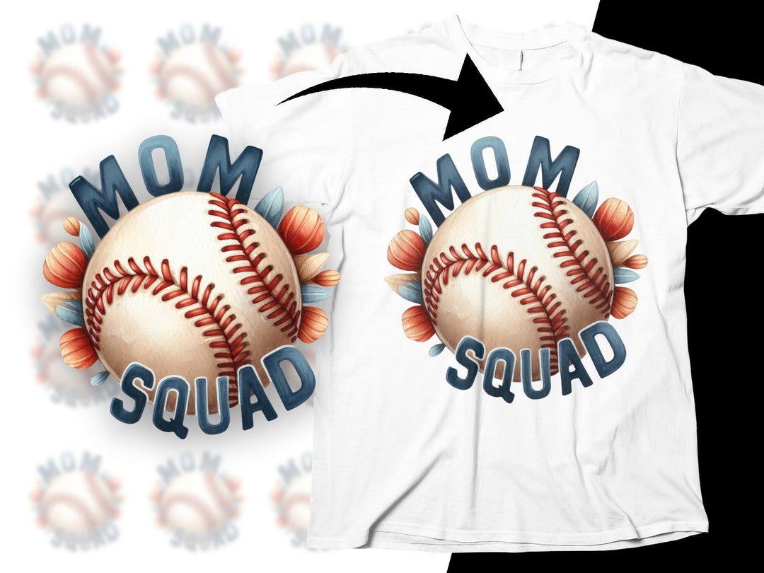 Baseball Mom Squad Digital Art PNG for T-shirts Mugs DIY Crafts Sports ...