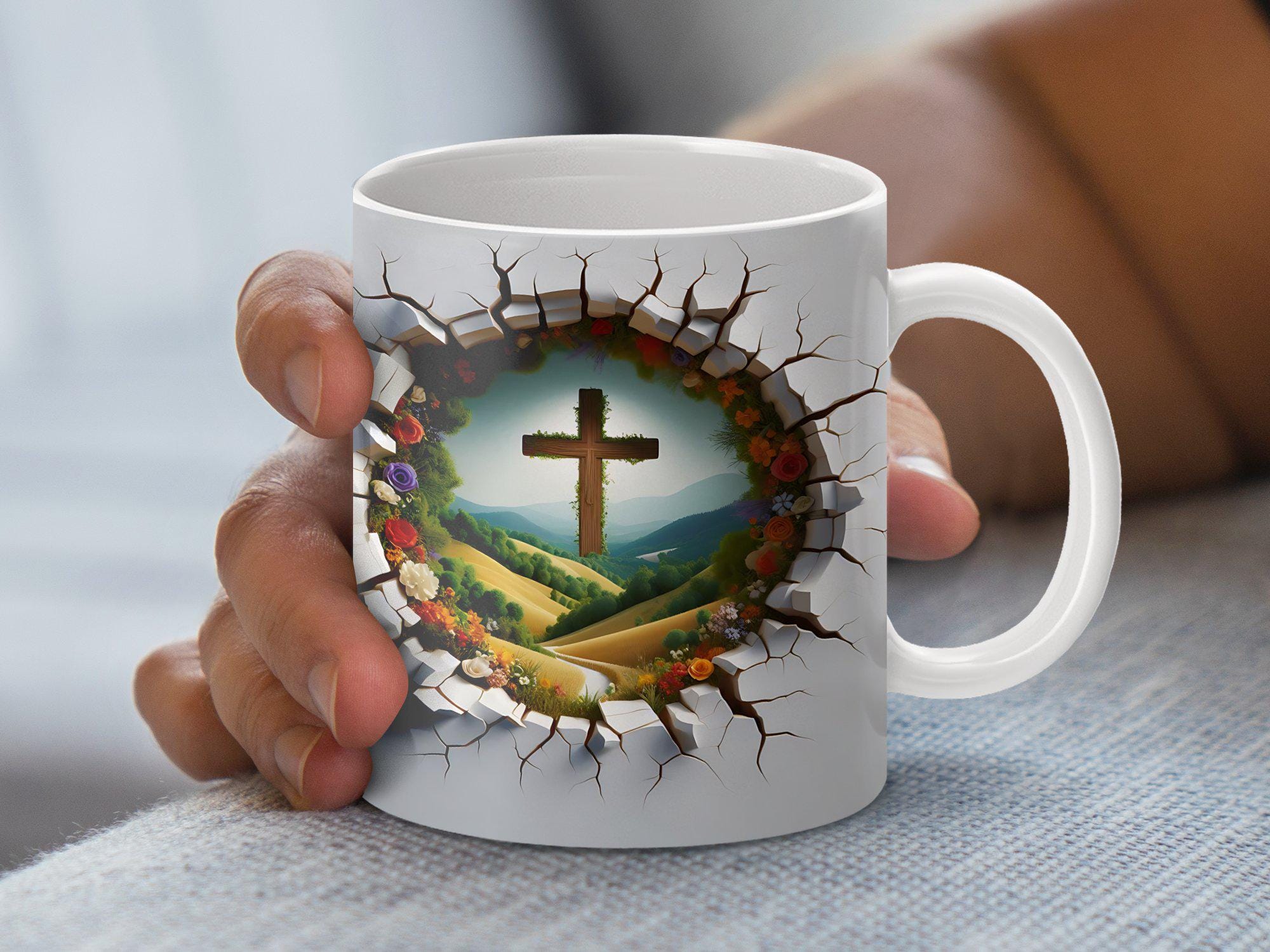 Christian Cross Mug Wrap, Religious Mug PNG, 11oz and 15oz Wrap ...