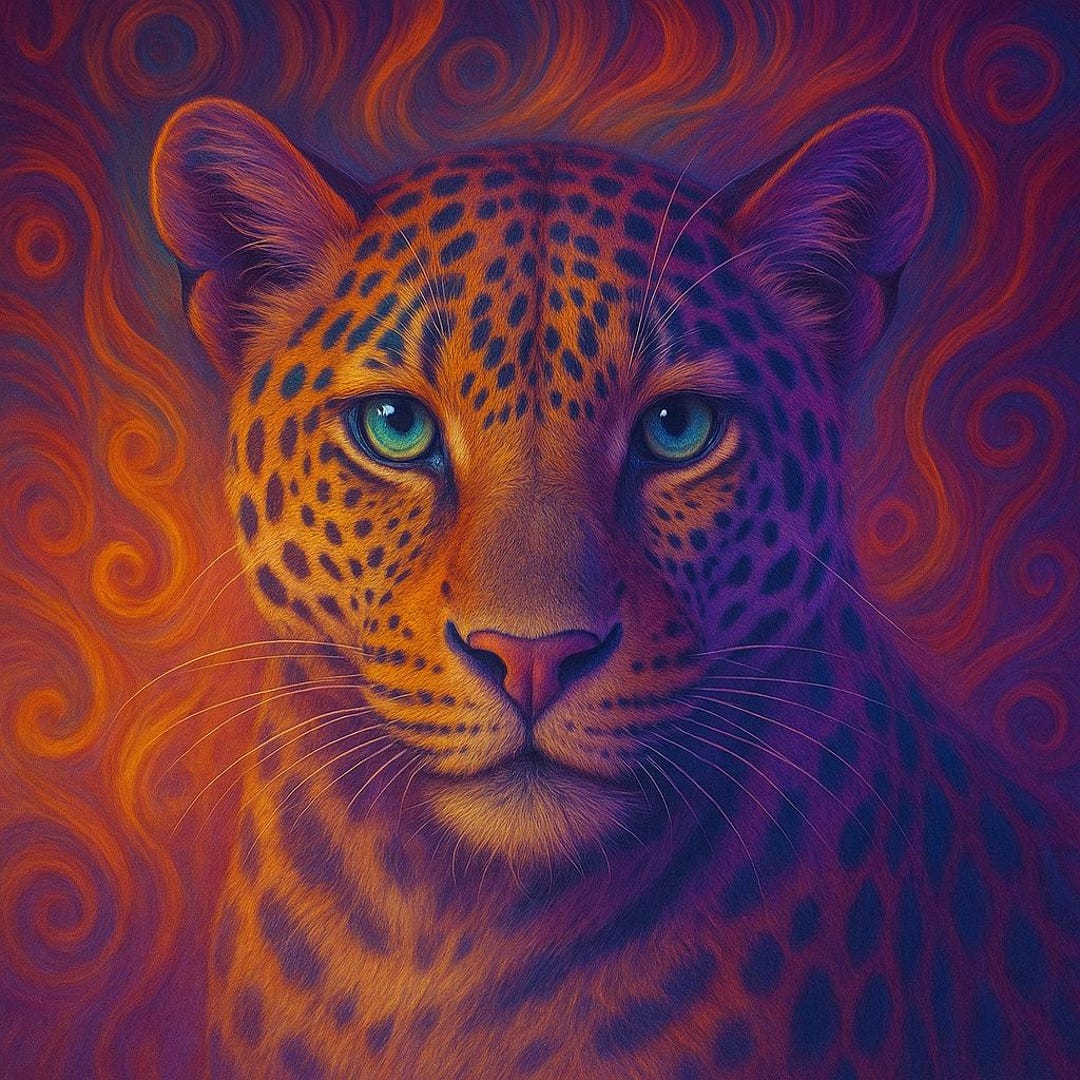 Leopard Art Print: Psychedelic Jungle Animal Portrait (digital Download ...