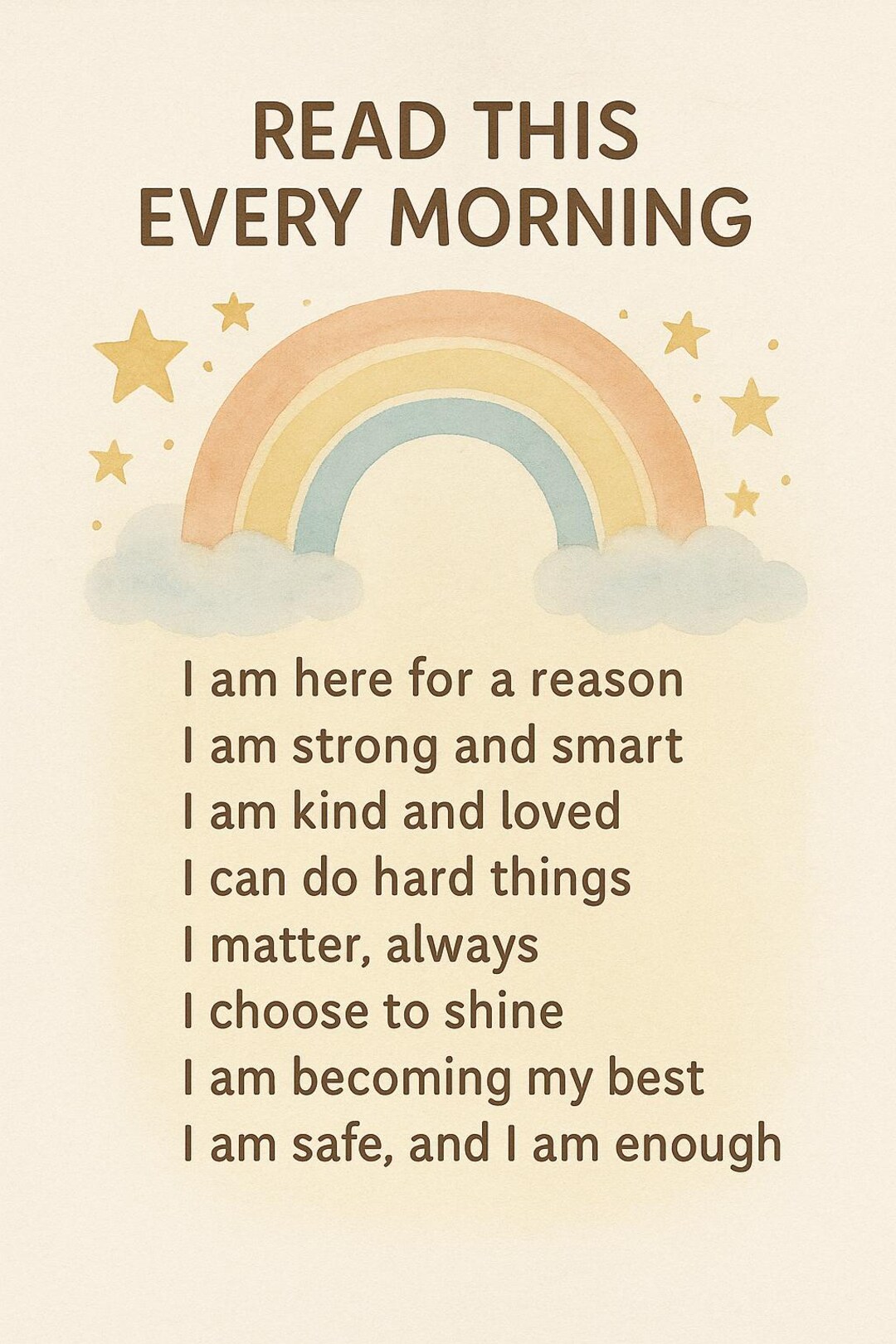 Kids Affirmation Wall Art Printable Bundle | Set of 4 Positive Prints ...