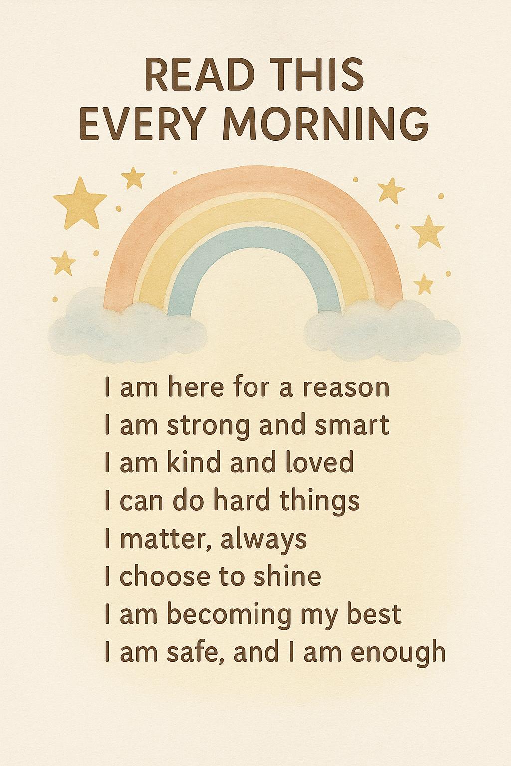 Kids Affirmation Wall Art Printable Bundle | Set of 4 Positive Prints ...
