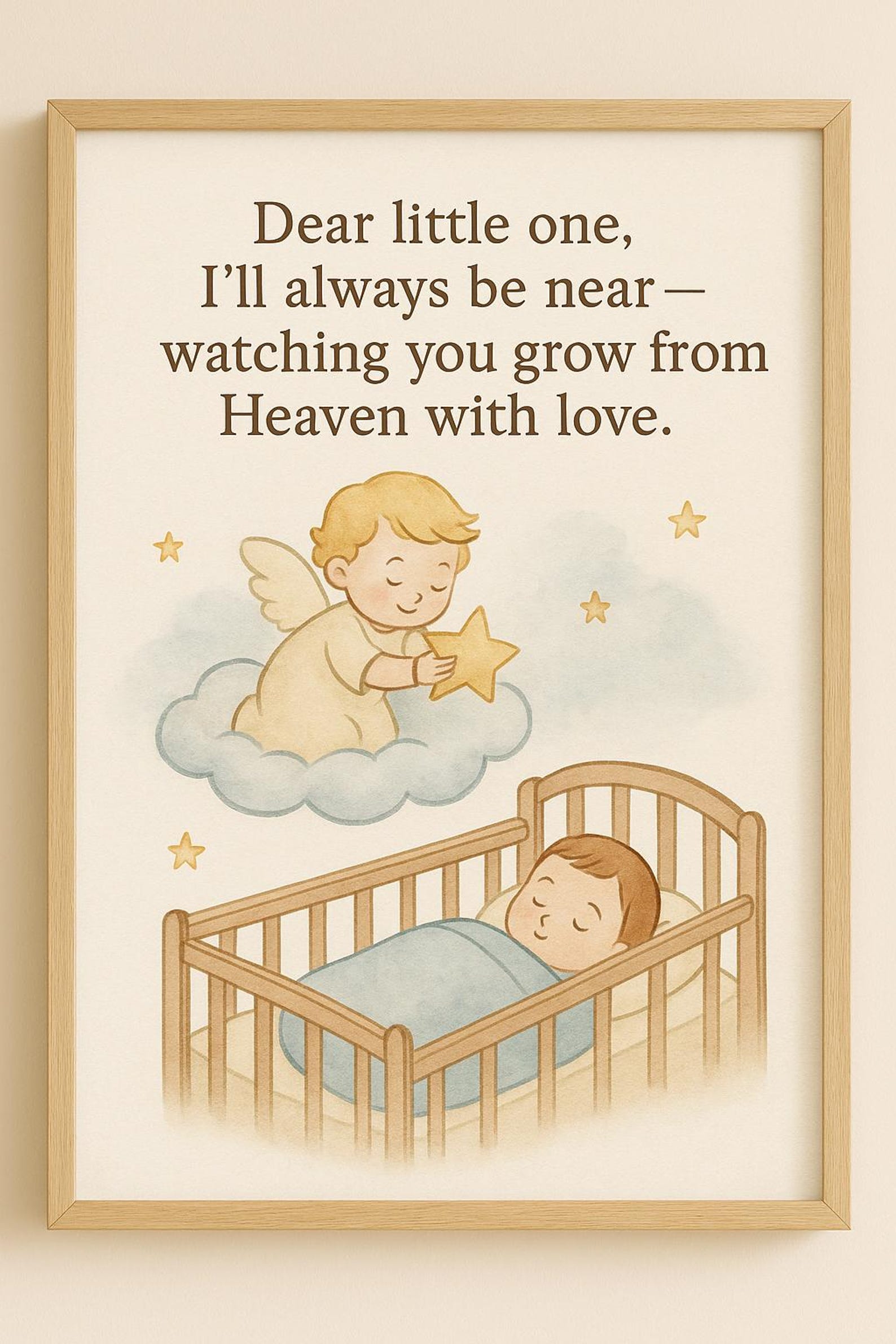A Letter From Heaven” — a Watercolor Nursery Print Featuring a Guardian ...