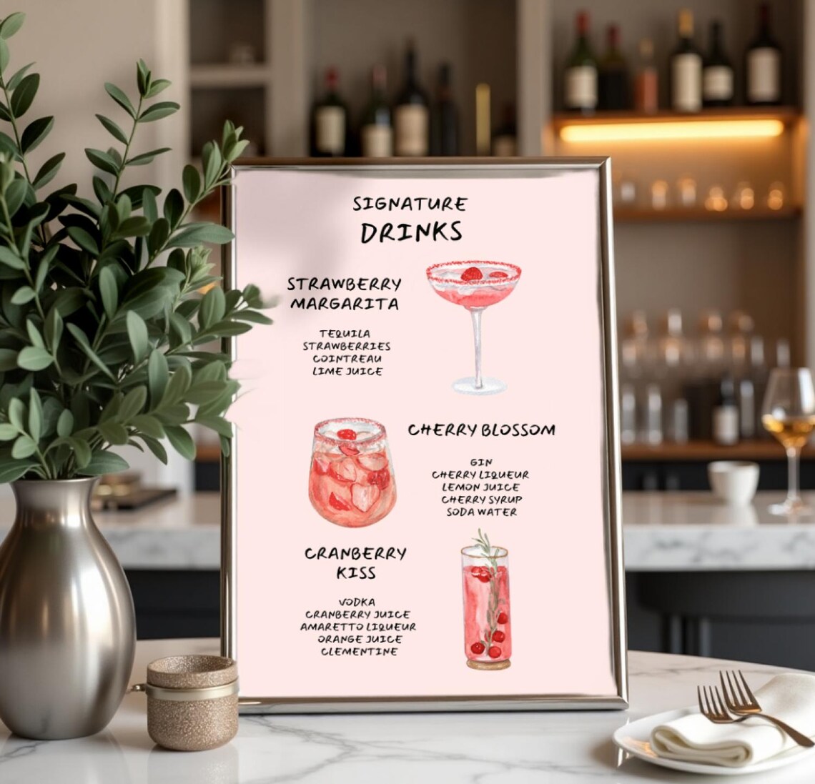 Valentine's Day Signature Drink Sign, Anniversary Drink Menu, Love Bar ...