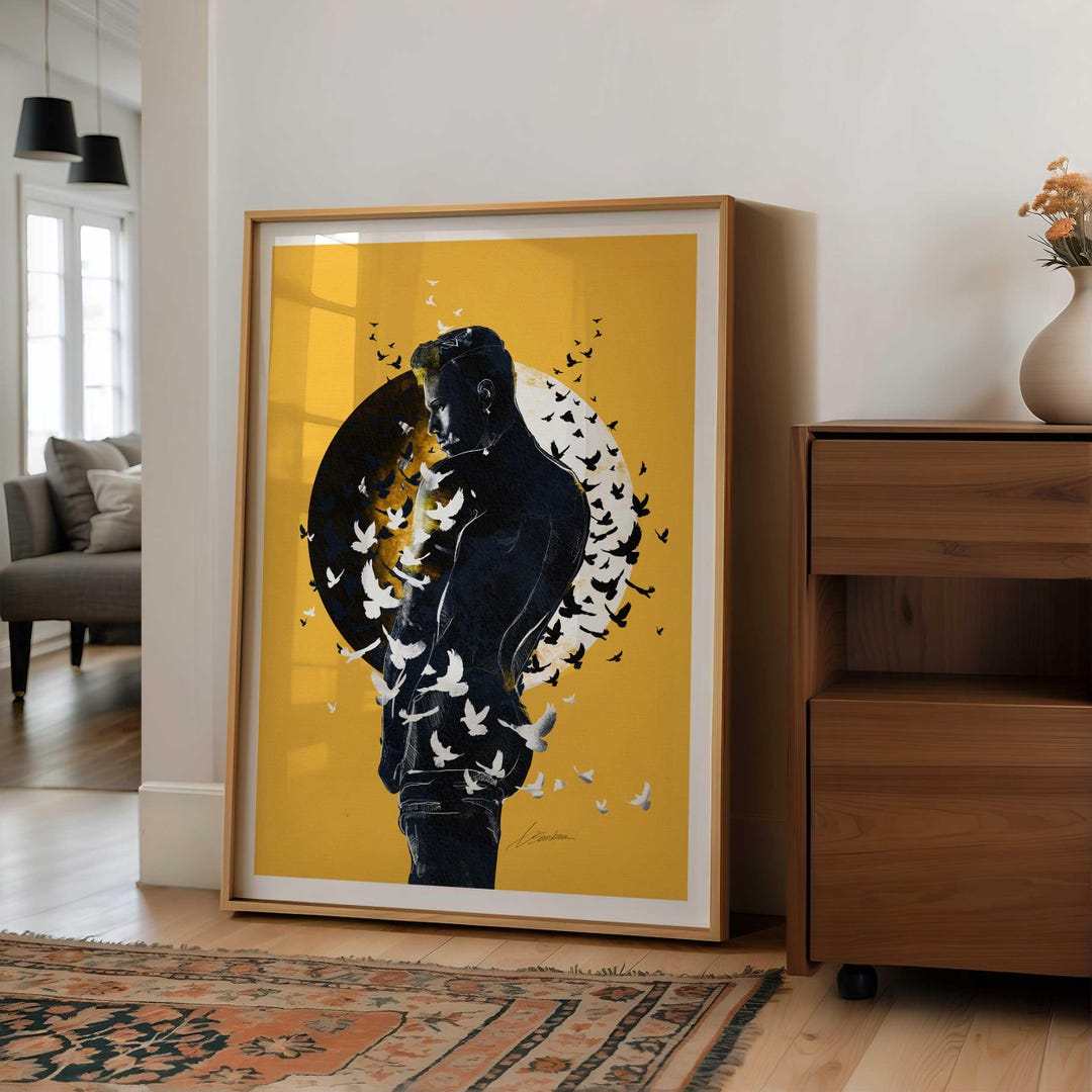 Male Figure With Birds, Gay Art Print, Queer Wall Art, Modern ...