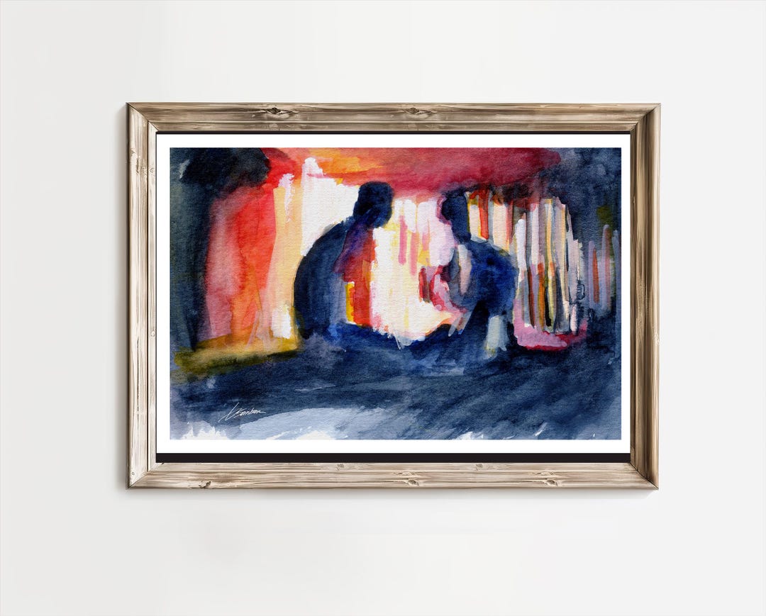 Abstract Gay Couple Painting, LGBTQ Wall Art Print, Romantic Bedroom ...
