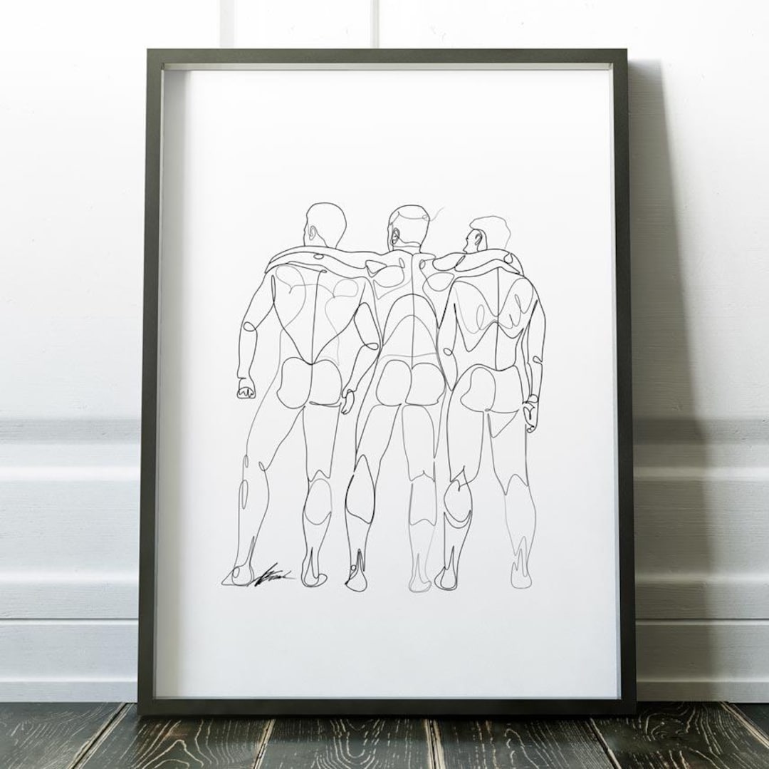 One Line Art Sensual Wall Hanging Male Nude Art | One Line Gay Art ...