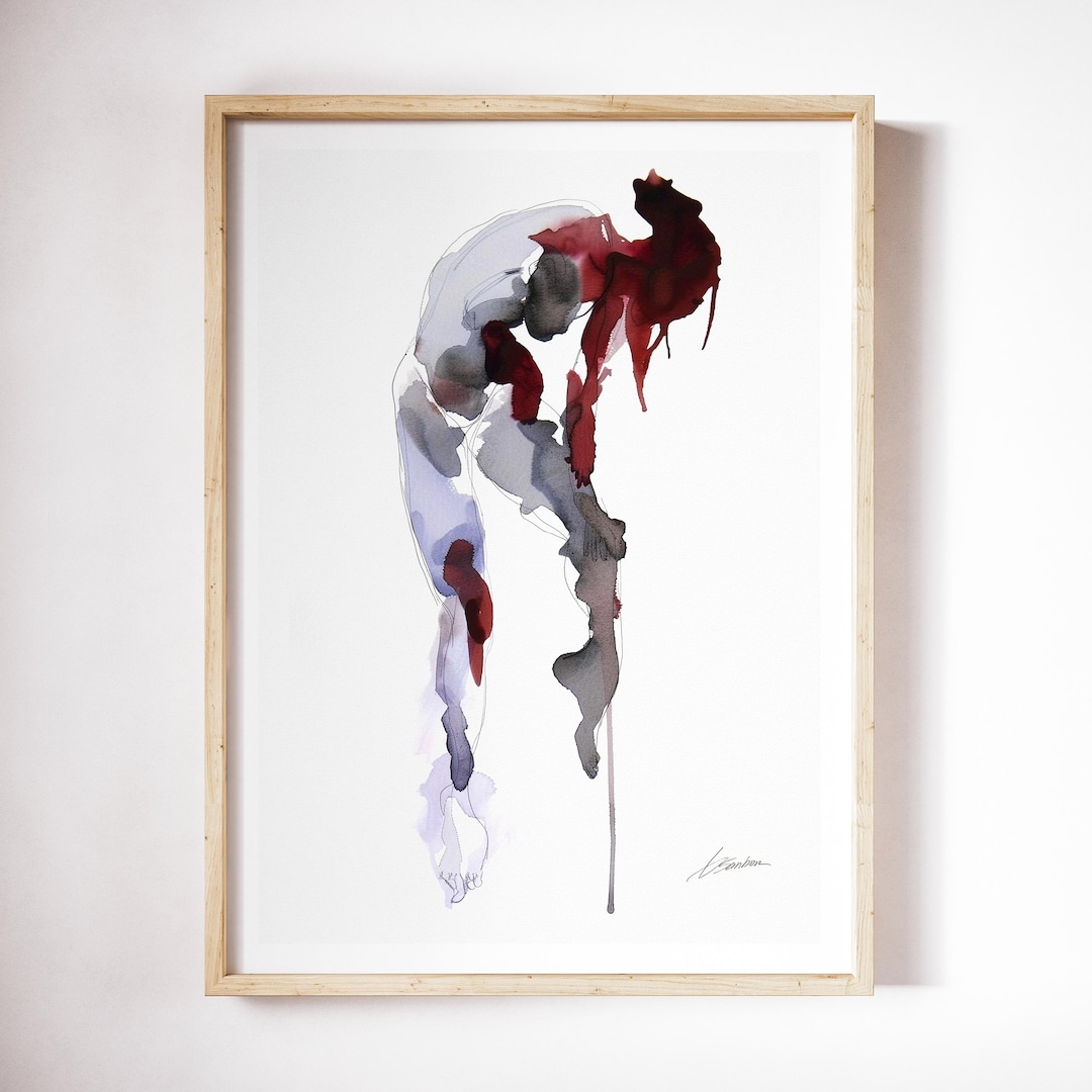 Abstract Male Figure Watercolor, Gay Art Print Queer Artwork ...