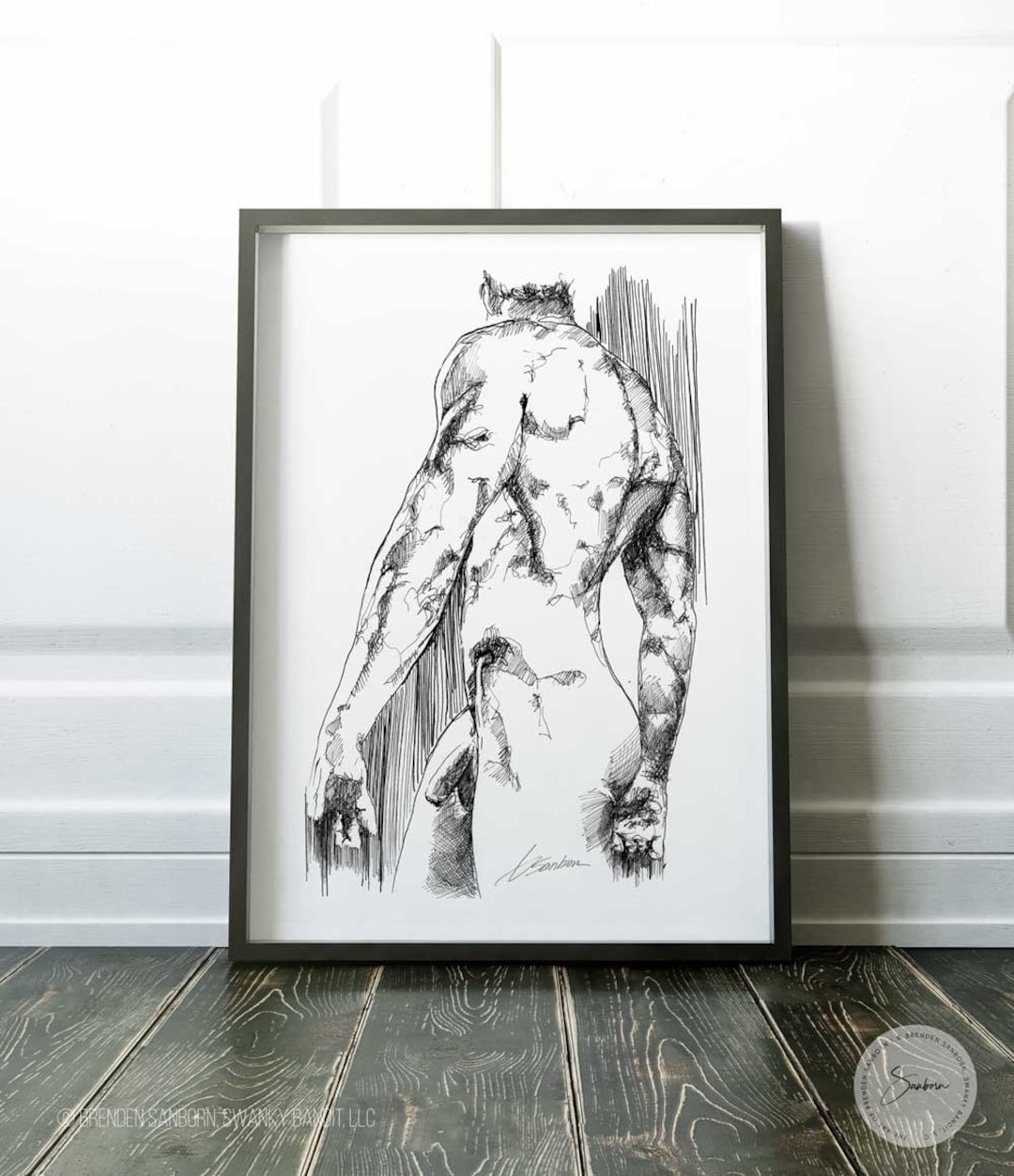 Gay Black And White Art Gay Hairy Art Gay Daddy Art Black And White Gay