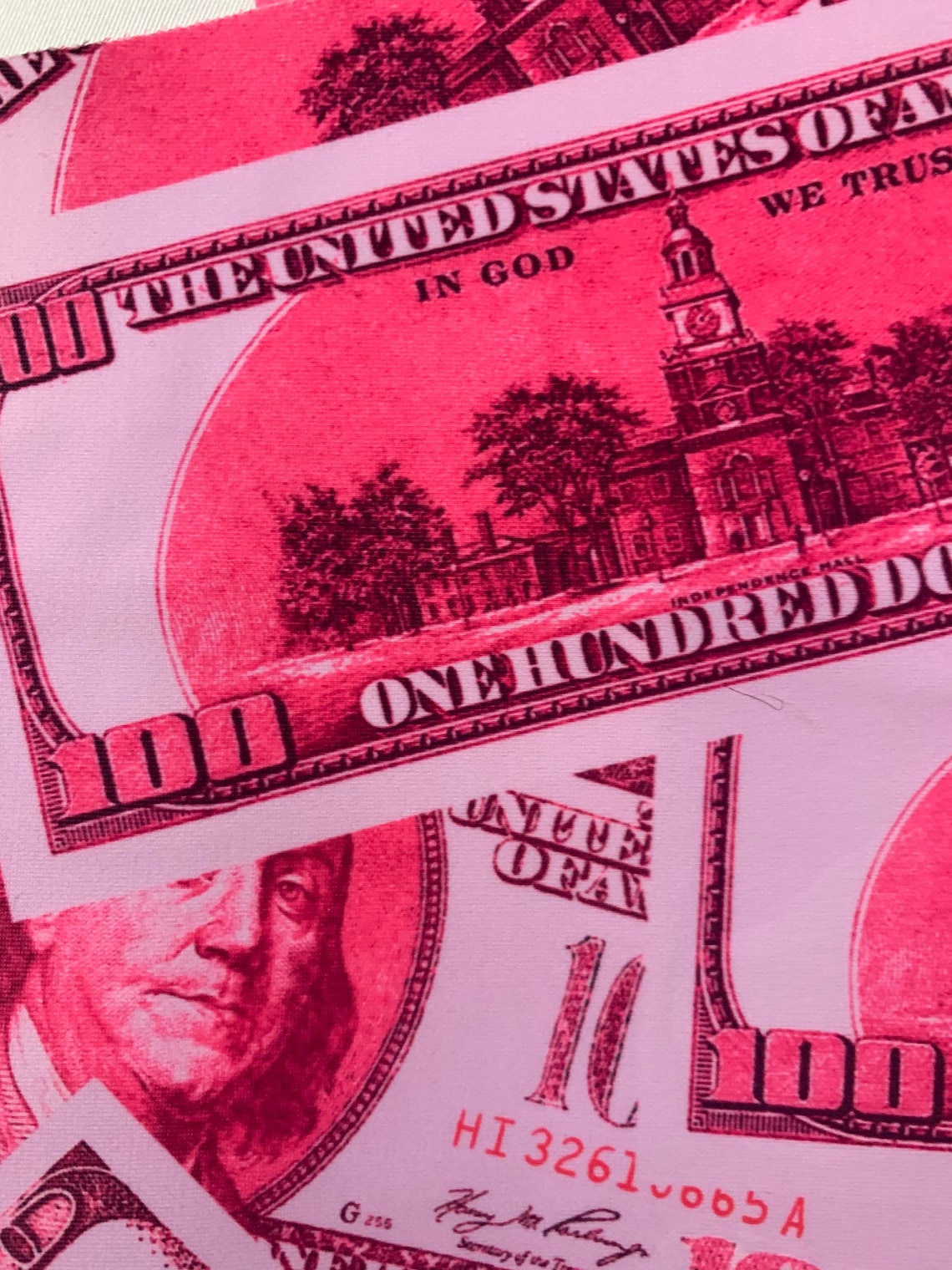 Pink Matte 100 Dollar Bill Money Themed Micro European Scrunch Etsy