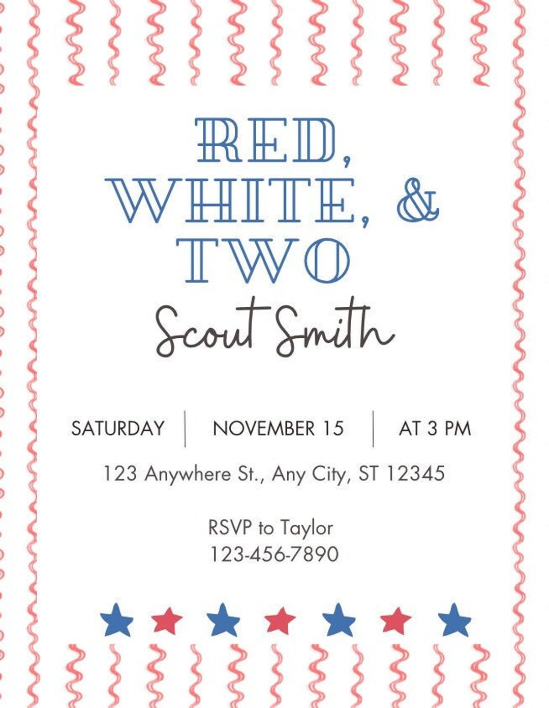 Editable Red, White, and Blue (two) Template- 4 Options - Etsy