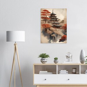 Japanese Temple Poster/wall Art | Old Paper Look - Etsy