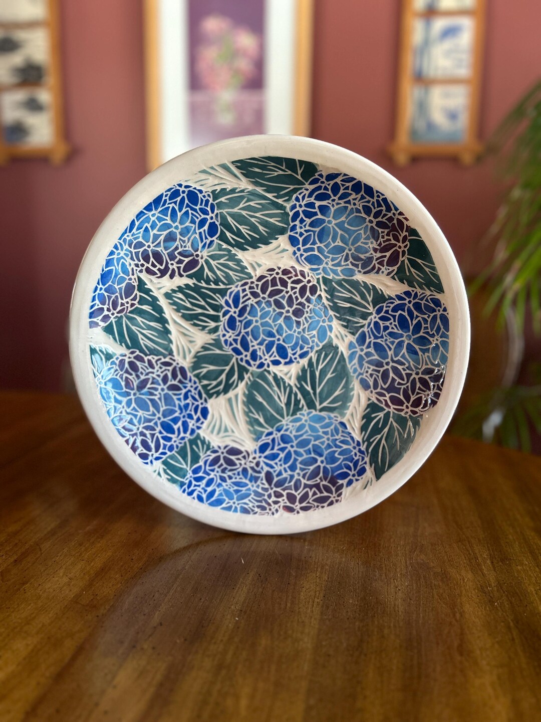 Blue and Purple Hydrangea Platter / Handmade / Wisconsin - Etsy