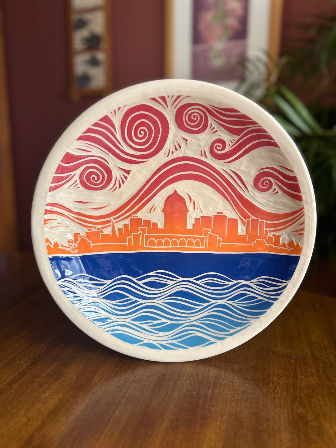 Madison Sunset Skyline Platter / Handmade / Wisconsin / Capitol ...