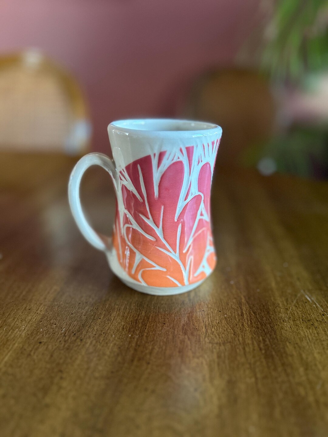 Small Red/orange Oak Leaf Mug - Etsy