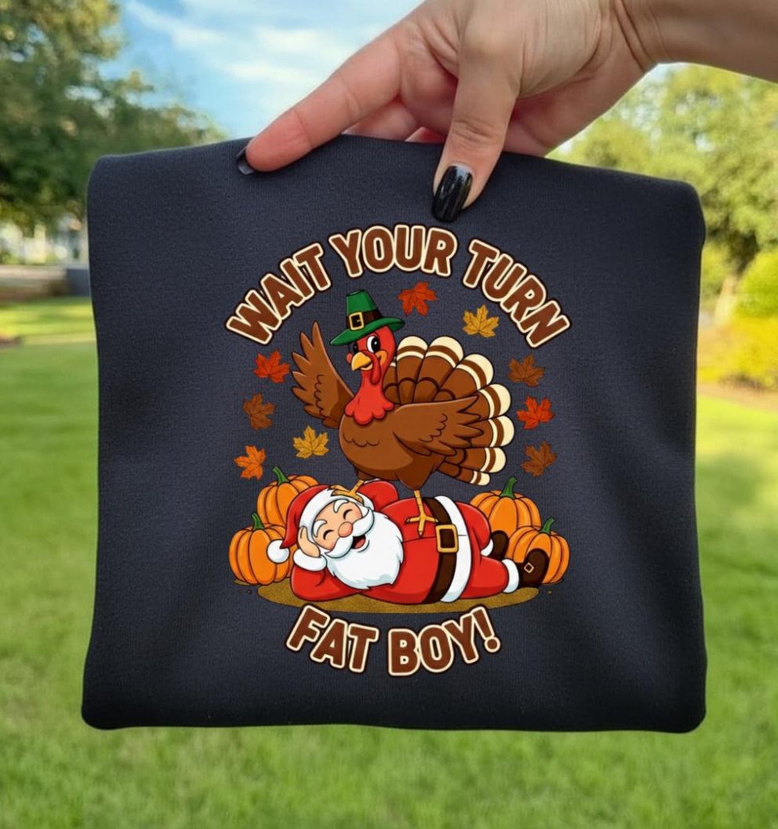 Funny Thanksgiving Turkey Vs Santa PNG SVG | “wait Your Turn Fat Boy ...
