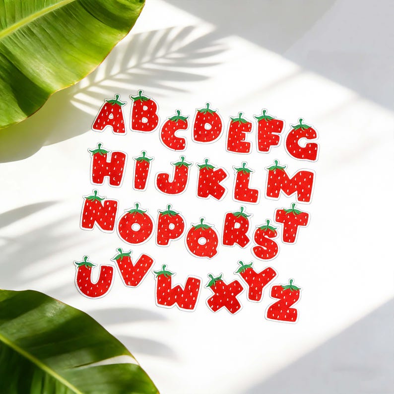 Cute Strawberry Embroidered Letter Patches, 26 Alphabet Iron-on Patches ...
